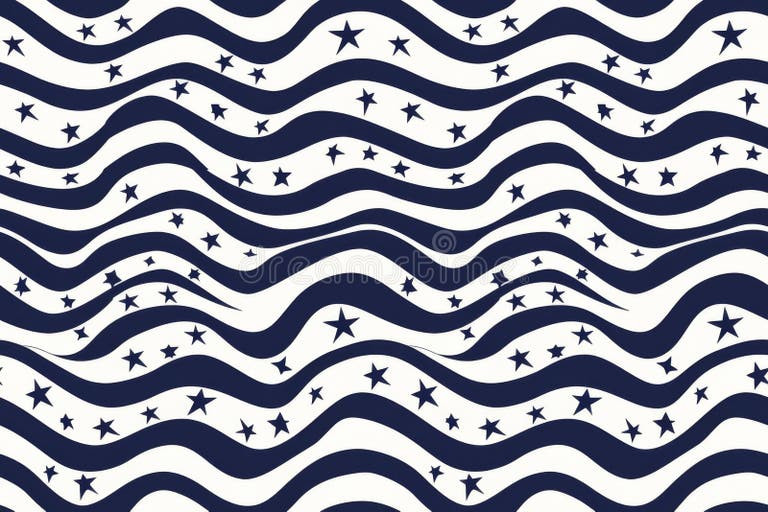 Blue and White Wavy Pattern with Stars Stock Illustration ...