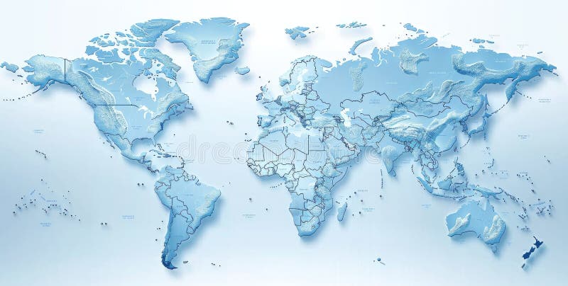 A Blue and White World Map on a White Background Symbolizing Water and ...