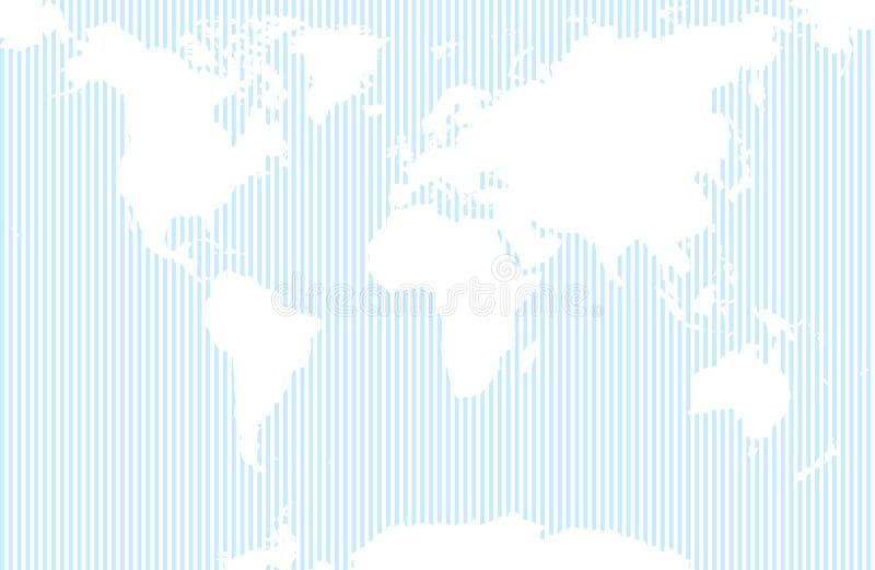 Blue and White World Map with a Vertical Stripes Stock Illustration ...