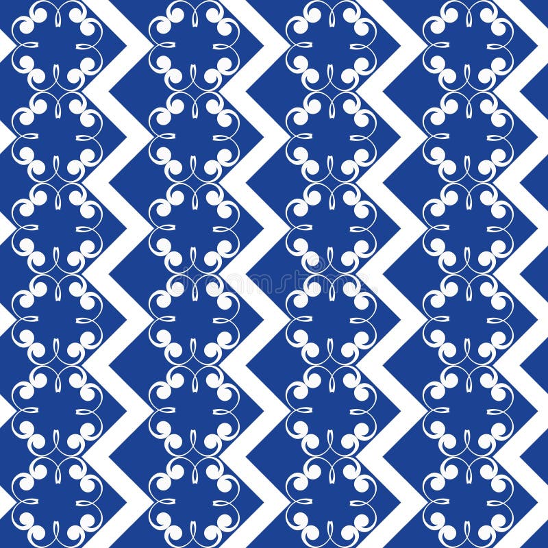 Blue and White Zig Zag Design As Seamless Pattern. Stock Illustration ...