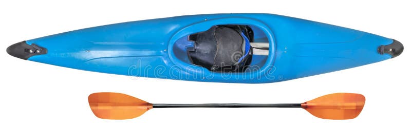 Blue Whitewater Kayak with Paddle Stock Photo - Image of blue, boat ...