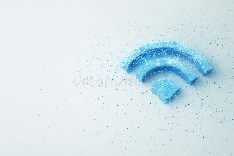 A Blue Wi-Fi Icon Appears Fragmented with Light Effects, Symbolizing ...