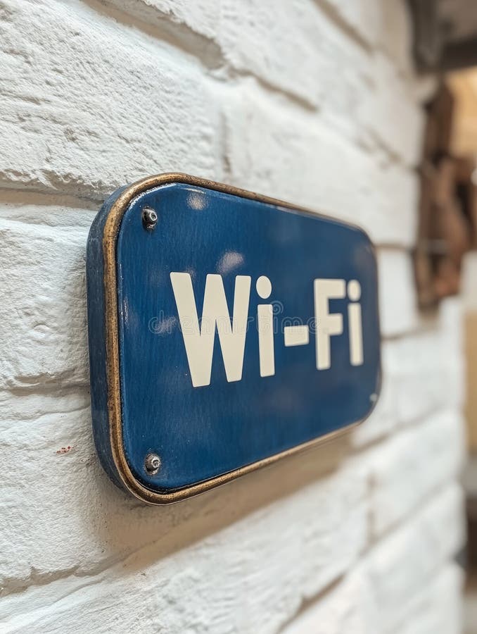 Wi Fi Sign Mounted White Brick Wall Stock Photos - Free & Royalty-Free ...