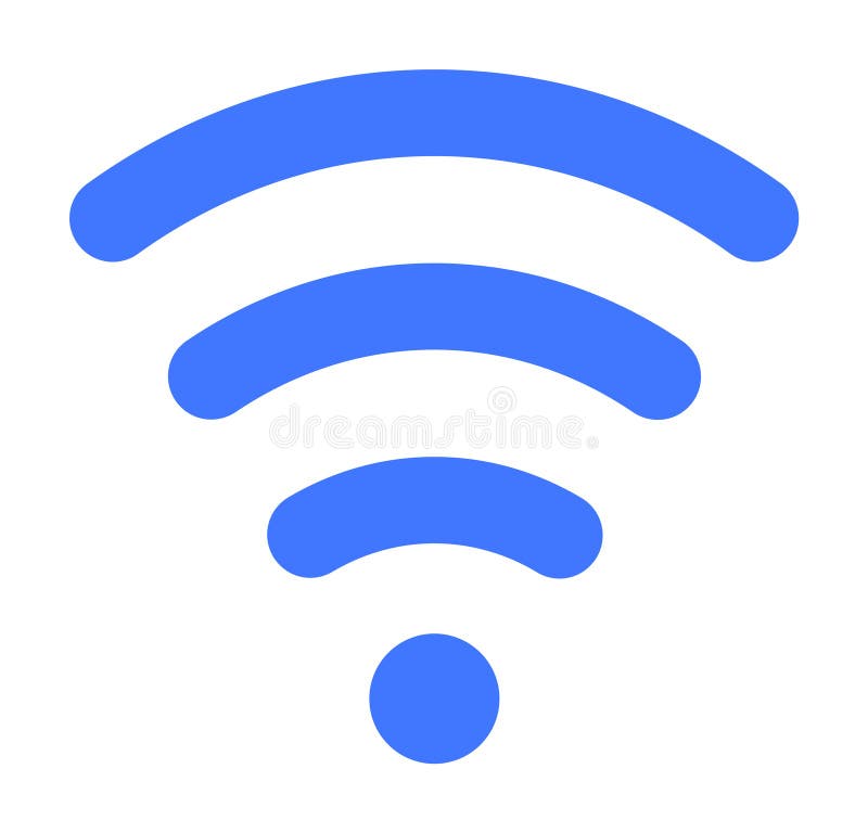 Blue Wi-Fi Signal Strength Symbol with Three Curved Bars and One Dot ...