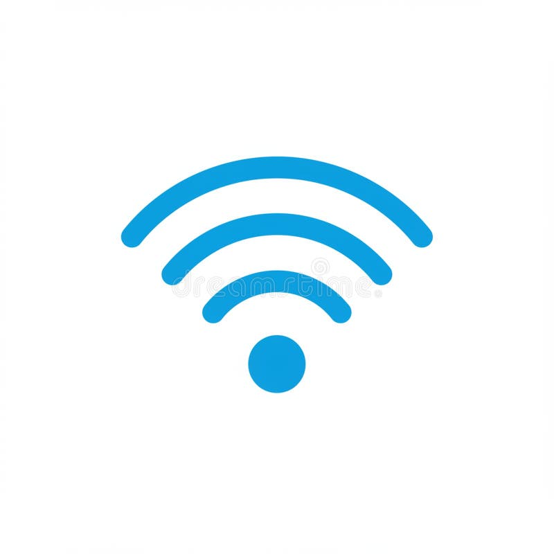 Blue Wi-Fi Symbol Centered on a White Background. Consists of a Solid ...