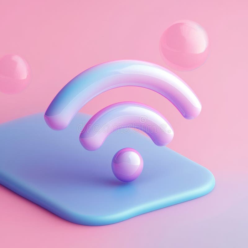 Blue Wi-fi Symbol on a Pink Background Stock Illustration ...