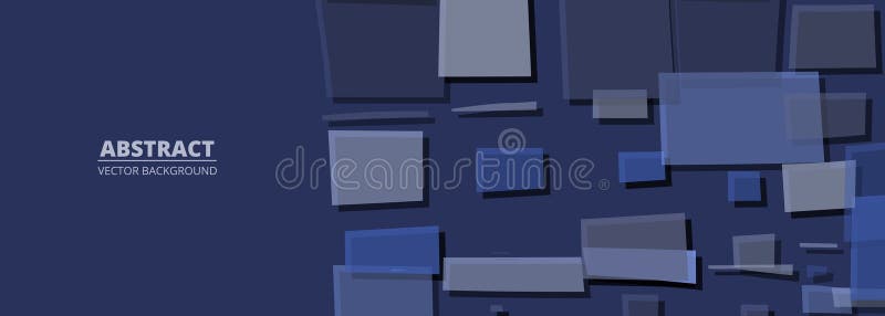 Blue Wide Banner with Irregular Geometric Rectangle Shapes. Stock ...