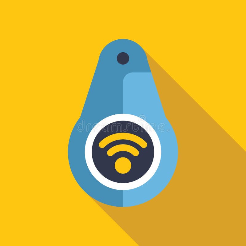 Blue Wifi Key Tag Resting on a Yellow Background Stock Illustration ...