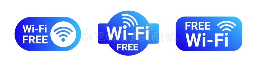 Blue Wifi Sticker with Gradient. Hotspot Emblem for Internet Place ...