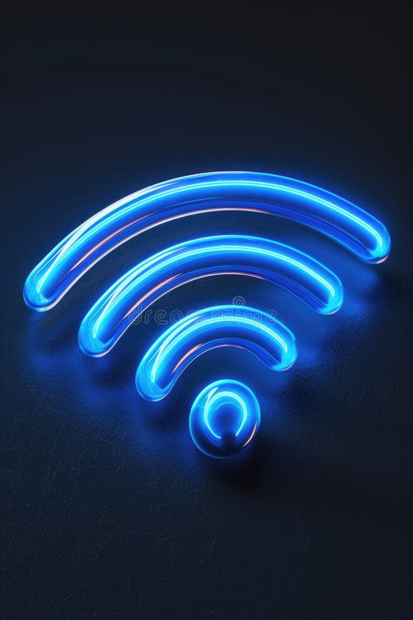 Blue Wifi Symbol on a Black Surface, Suitable for Technology Concepts ...