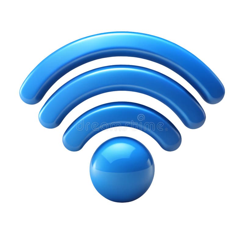 Blue Wifi Symbol with Sphere Stock Illustration - Illustration of three ...