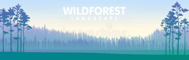 The Blue Wildforest Landscape Stock Vector - Illustration of horizon ...