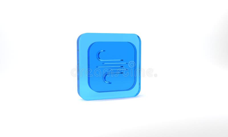 Blue Wind Icon Isolated on Grey Background. Windy Weather. Glass Square ...
