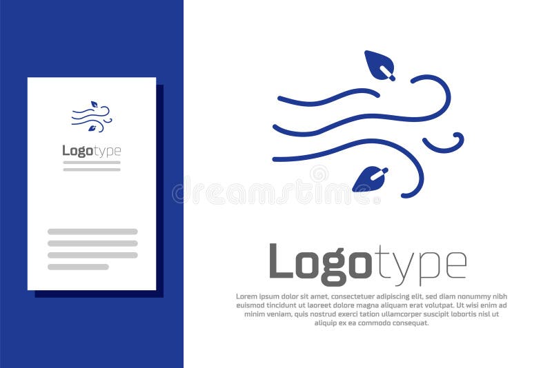 Blue Wind Icon Isolated on White Background. Windy Weather. Logo Design ...