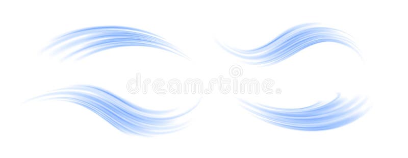 Blue Wind Line Element Set. Light Curve Speed Effect Collection. Air ...
