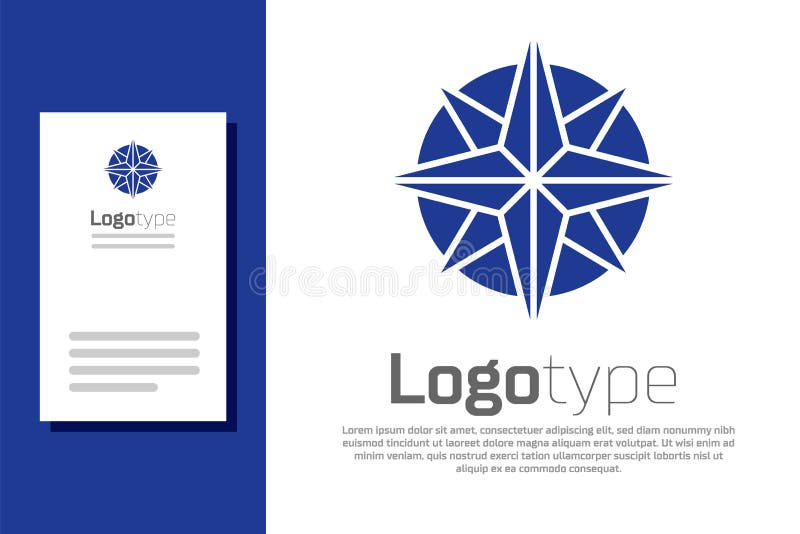 Blue Wind Rose Icon Isolated on White Background. Compass Icon for ...