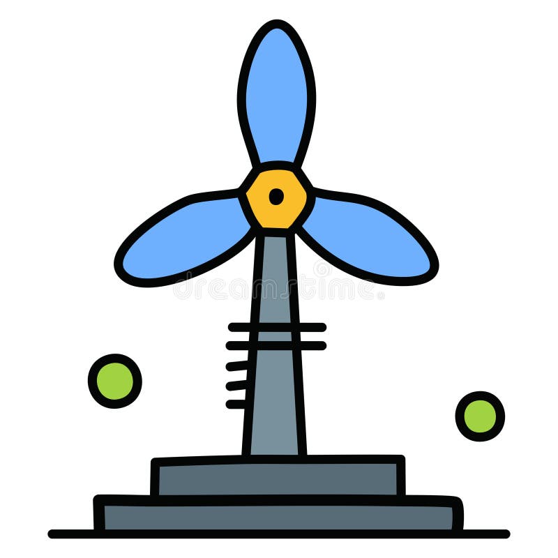 Blue Wind Turbine Solar Power Energy Icon. Vector Illustration Stock ...
