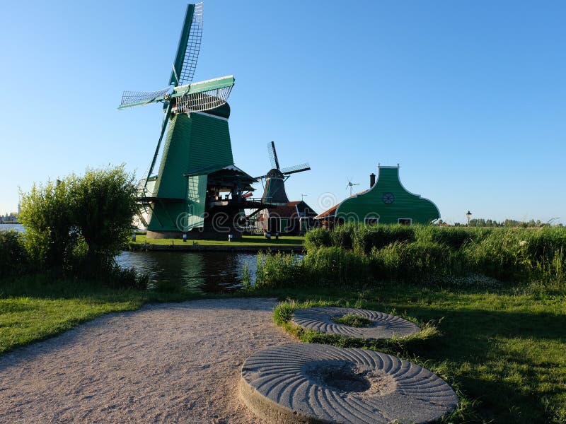 A Red and Blue Windmill stock image. Image of quietly - 110960907