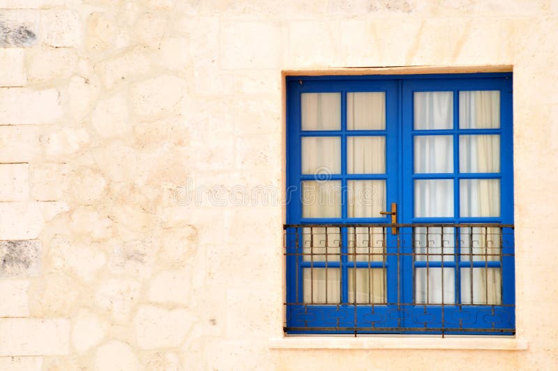 The Blue Window stock photo. Image of wall, window, balcony - 13489196