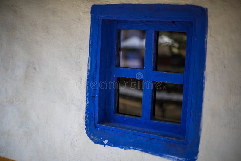 Blue Window on an Old House Stock Photo - Image of blue, europe: 141058440