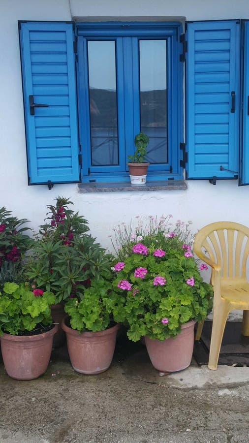 Blue window stock image. Image of blue, summer, outdoor - 56791117