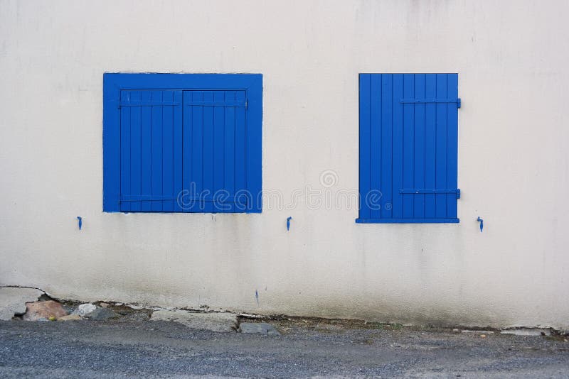 Blue window shutters stock photo. Image of building, exterior - 43600482