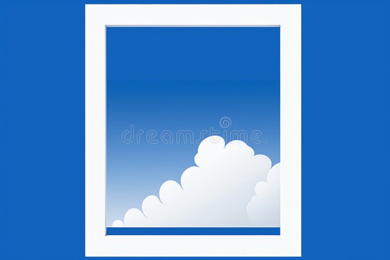 A Blue Window with White Clouds in the Sky Stock Illustration ...