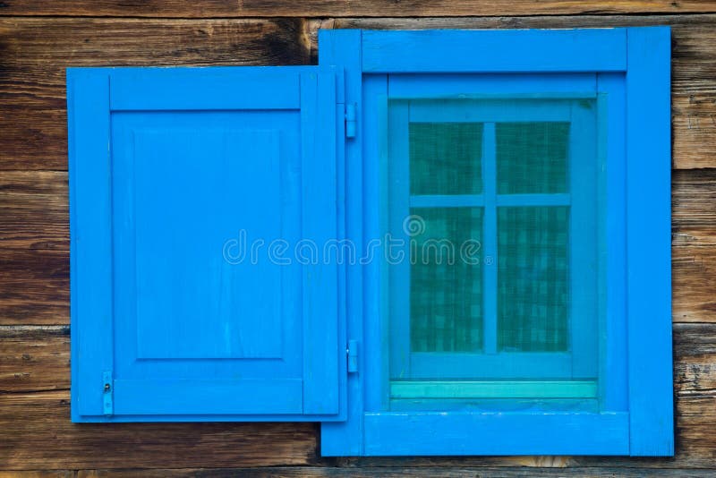Blue Window on Wooden House Stock Photo - Image of tradition, cottage ...