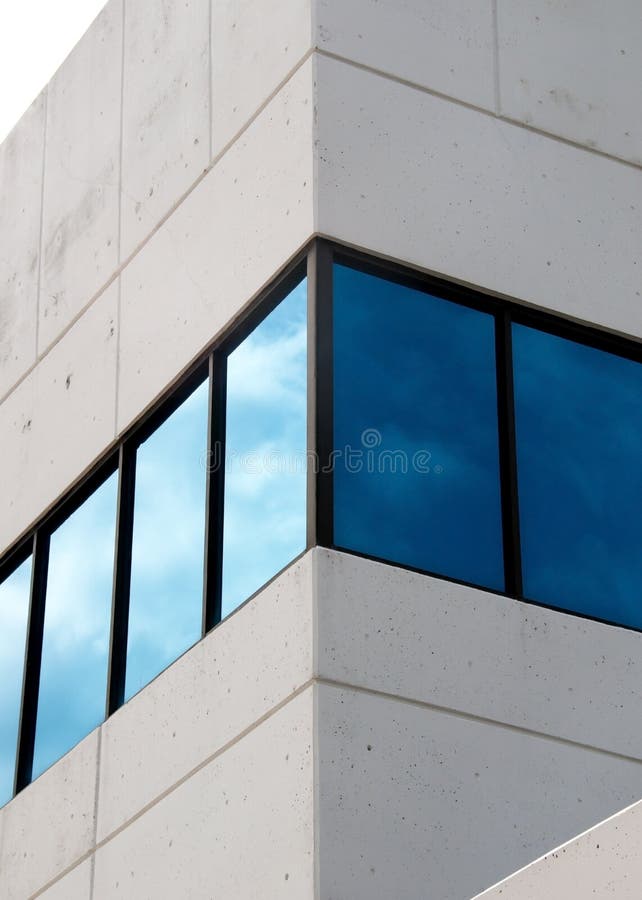 Blue Windows of a Modern Minimalist Building. Stock Image - Image of ...