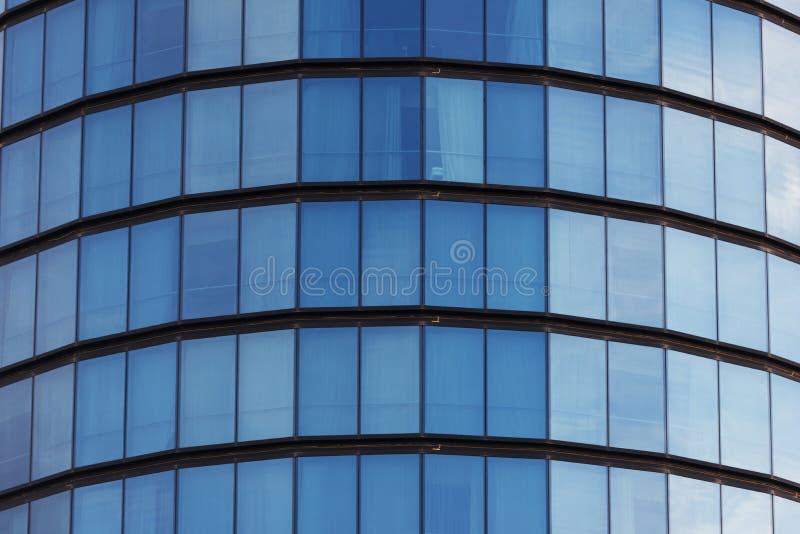 Blue Windows of a Cylindrical Building. Stock Photo - Image of ...