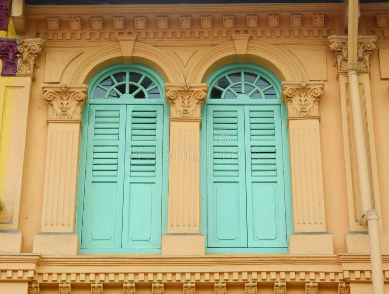 Blue Windows at the House in Singapore Stock Photo - Image of house ...