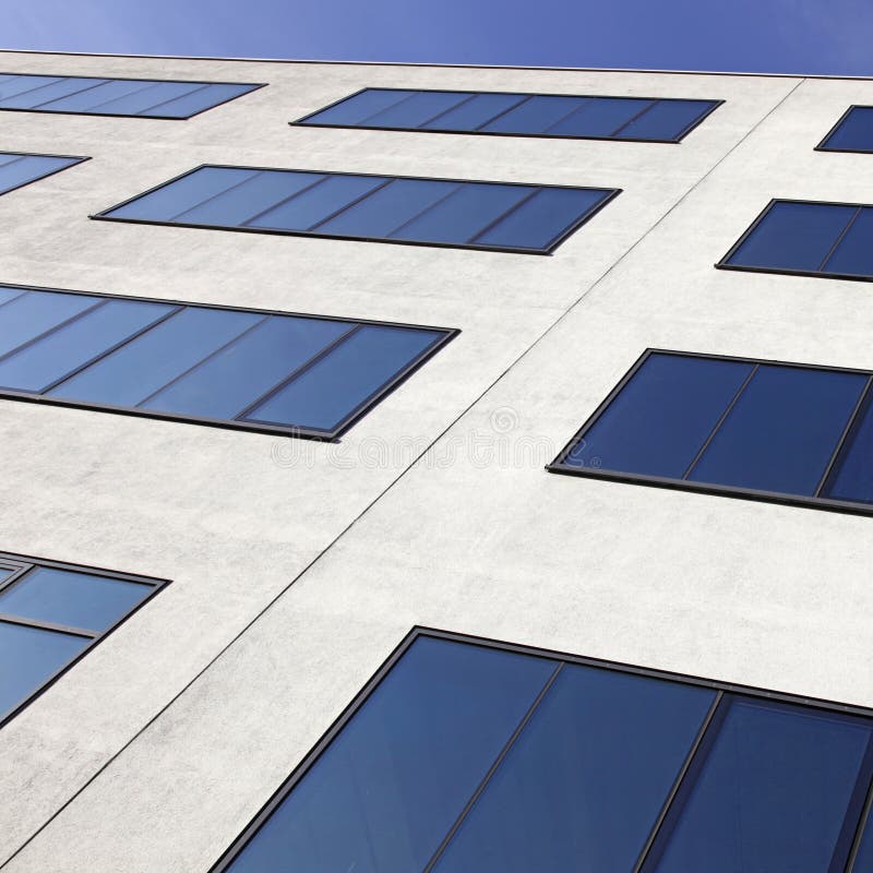 Blue Windows in Modern Facade Stock Photo - Image of concrete, house ...