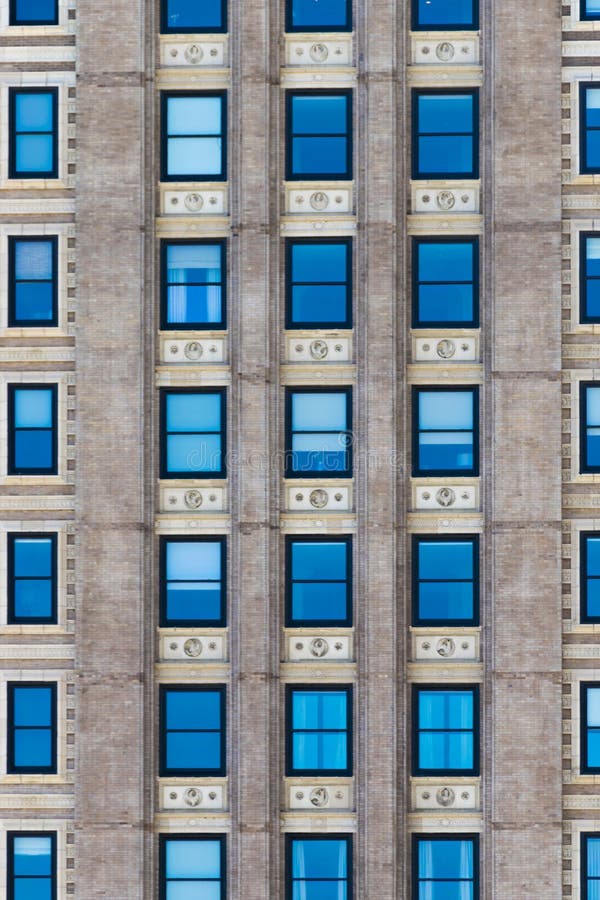 Blue Windows on a Nameless Building Stock Photo - Image of tall ...