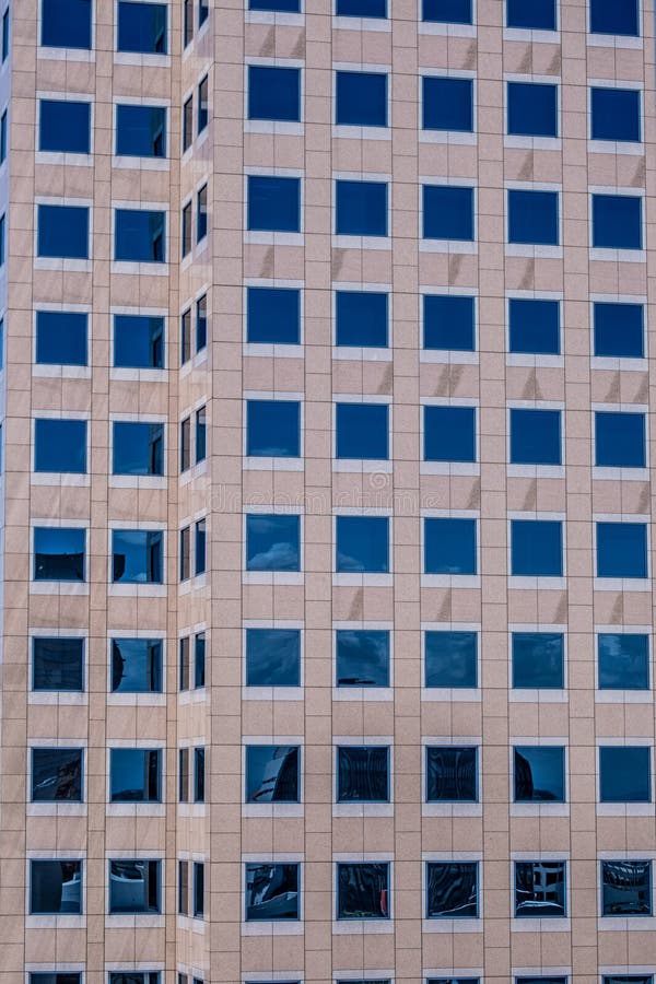 Blue Windows in Stone Exterior Stock Image - Image of finance, exterior ...