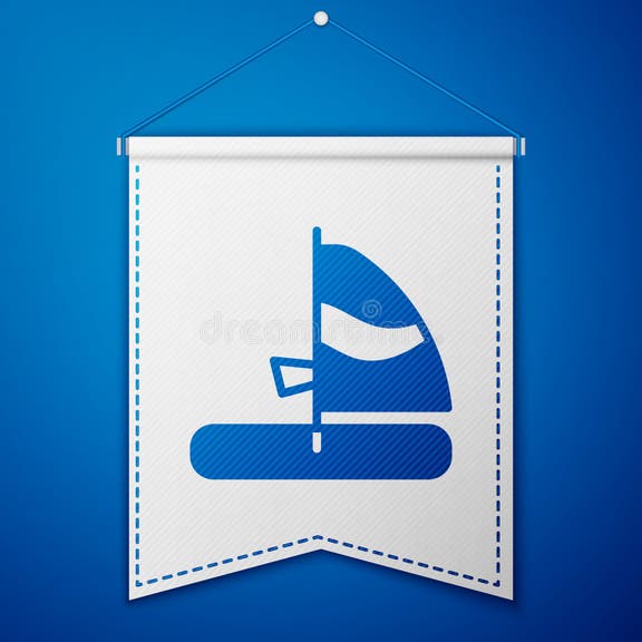 Blue Windsurfing Icon Isolated on Blue Background. White Pennant Template Stock Vector ...