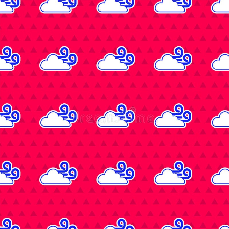 Blue Windy Sky with Swirly Clouds and Birds Stock Illustration ...