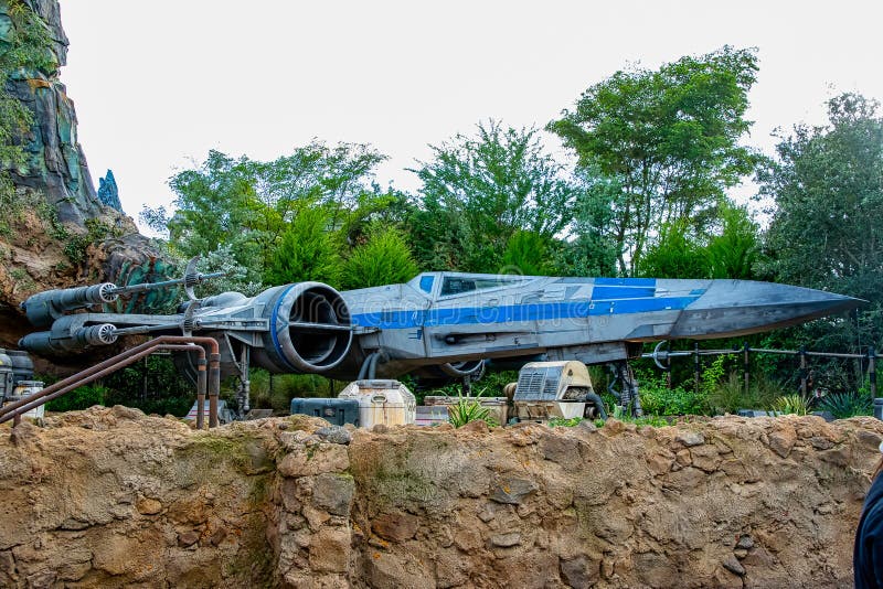 Blue X-Wing Fighter Ship at Galaxy`s Edge Editorial Photography - Image ...