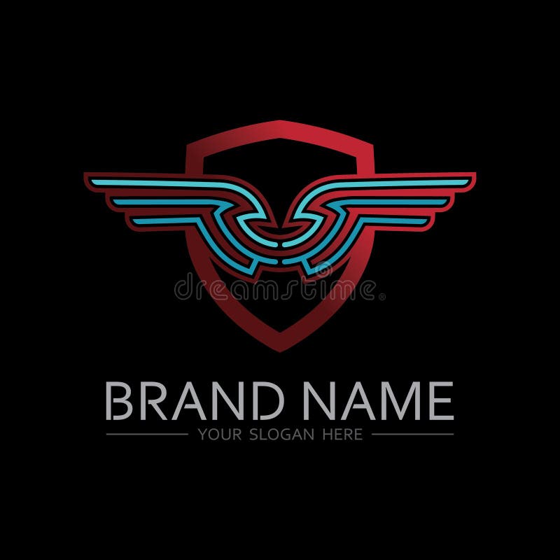 Blue Wing Logo Design for Trust and Security Stock Illustration ...