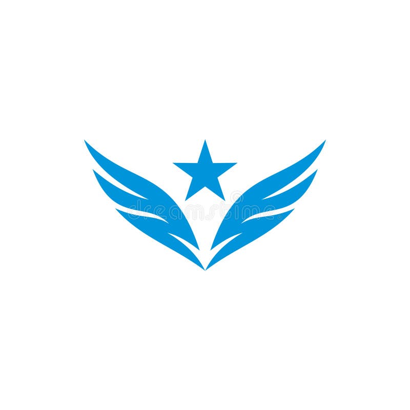 Blue wing star logo icon stock vector. Illustration of american - 255155422