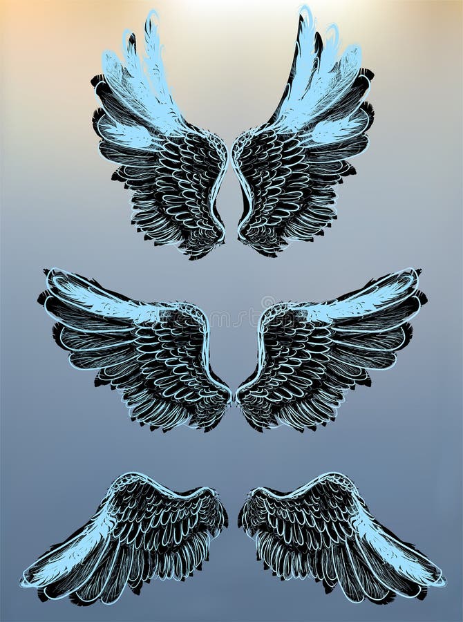 Blue Wings on Light Background Stock Vector - Illustration of crow ...