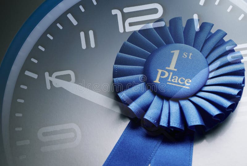 Blue Winners Rosette on the Dial of a Clock Stock Image - Image of ...