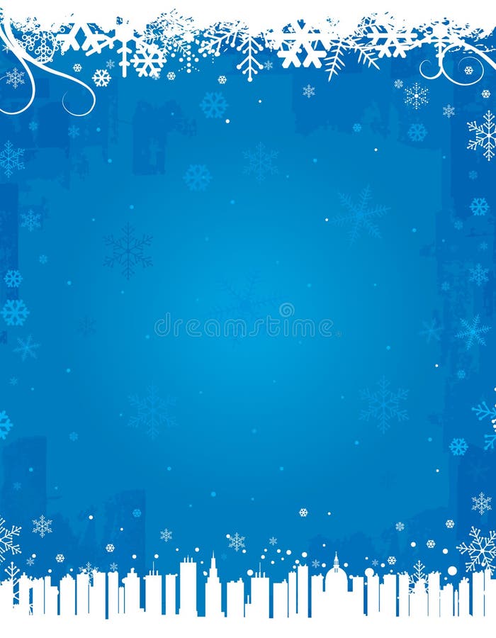 Blue Background with Frame of Snowflakes and Stars, Vector Stock Vector ...