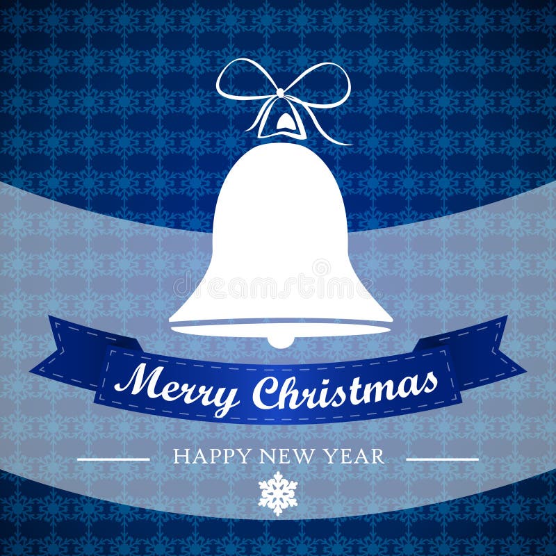 Blue Winter Background with Bell and Ribbon Stock Illustration ...