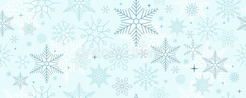 Blue Winter Banner Background with Snowflake for Horizontal Design ...