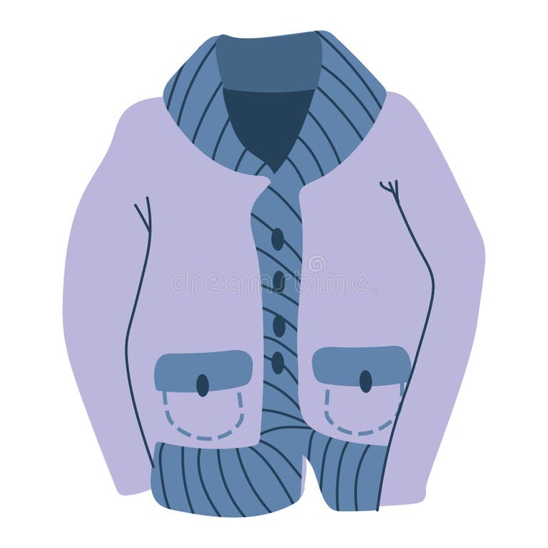 Blue Winter Coat with Pockets. Vector Stock Vector - Illustration of ...