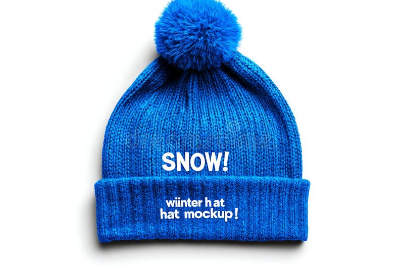 Blue Winter Hat with Pom-Pom and Text Highlighting Snowy Theme Stock ...