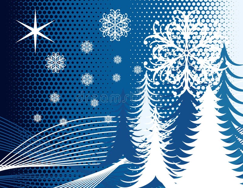 Blue Winter Tree Snow Design Stock Vector - Illustration of firs ...