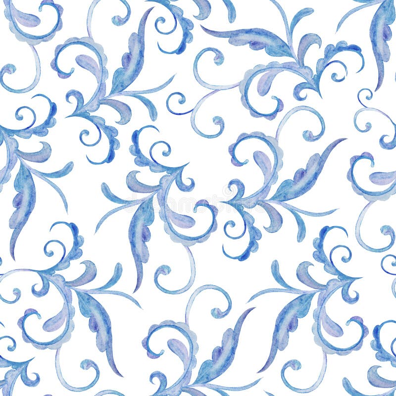 Blue Winter Watercolor Patterns Stock Illustration - Illustration of ...