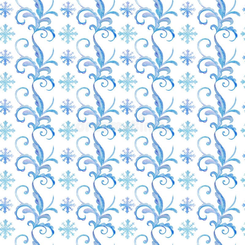 Blue Winter Watercolor Patterns Stock Illustration - Illustration of ...