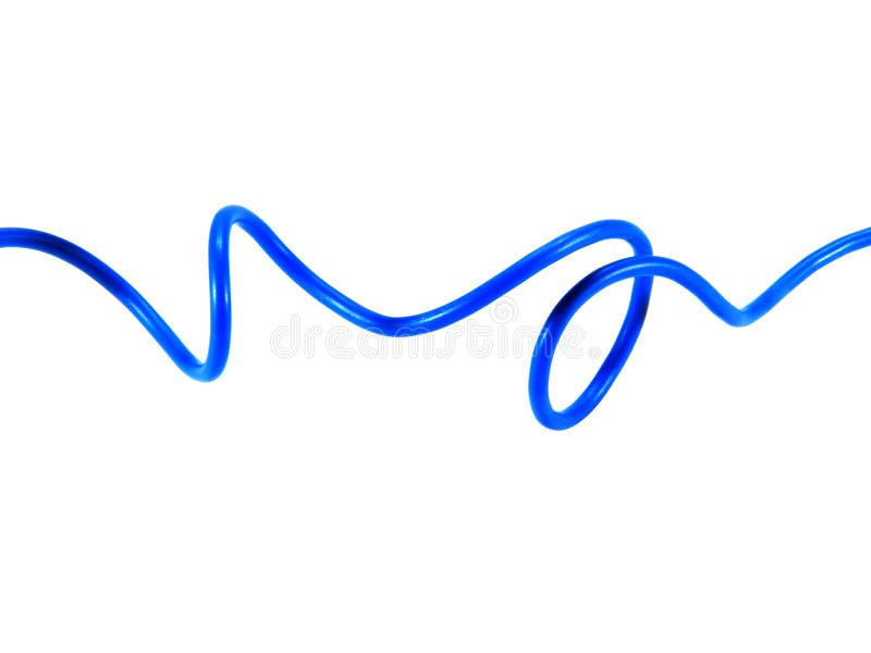 Close-up Single Blue Line Power Cable Isolated on White Background ...